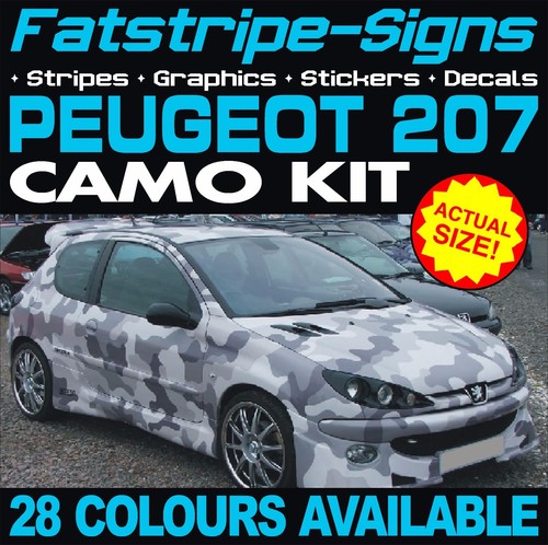 to fit PEUGEOT 207 CAMO GRAPHICS STRIPES DECALS STICKERS CAR VINYL GTI ...