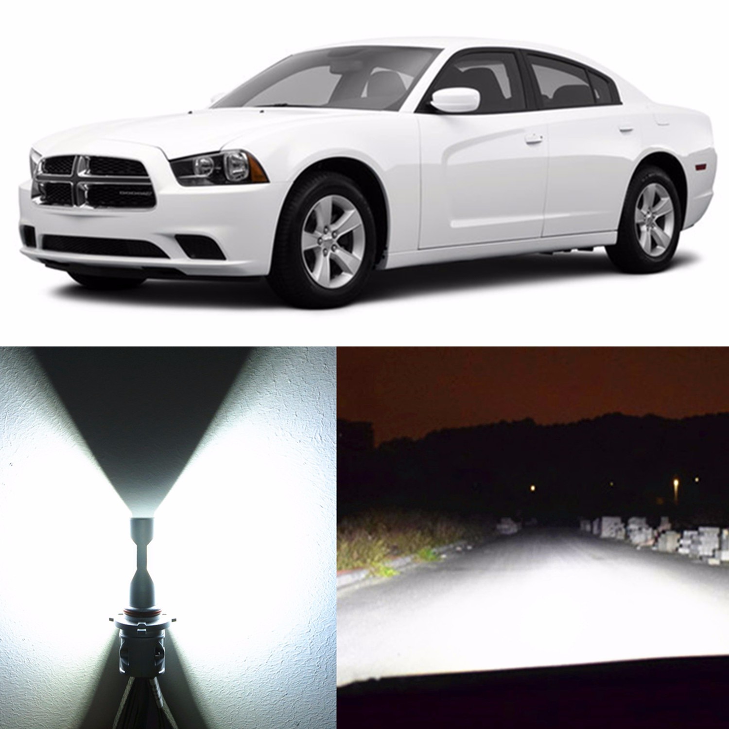 Alla Lighting Low/Main Beam Headlight 9006XS White LED Bulbs for Dodge ...