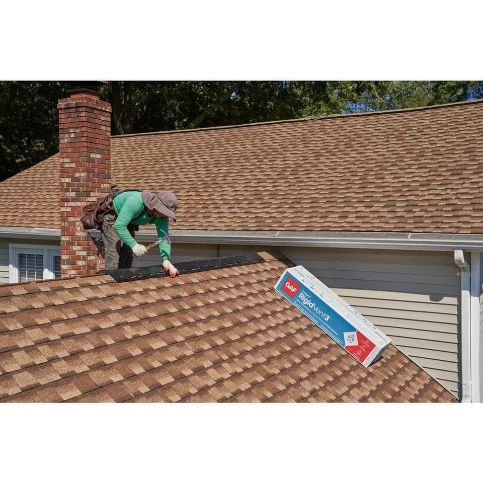 GAF Ridge Exhaust Vent 3-11.5"x48" Roof Mount Plastic Roof in Black ...