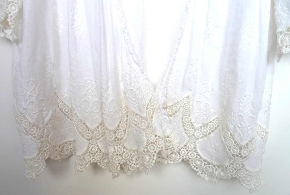 INDIGO M&S white CROCHET EMBROIDERED FLORAL BOHO OPEN Cardigan cover up ...