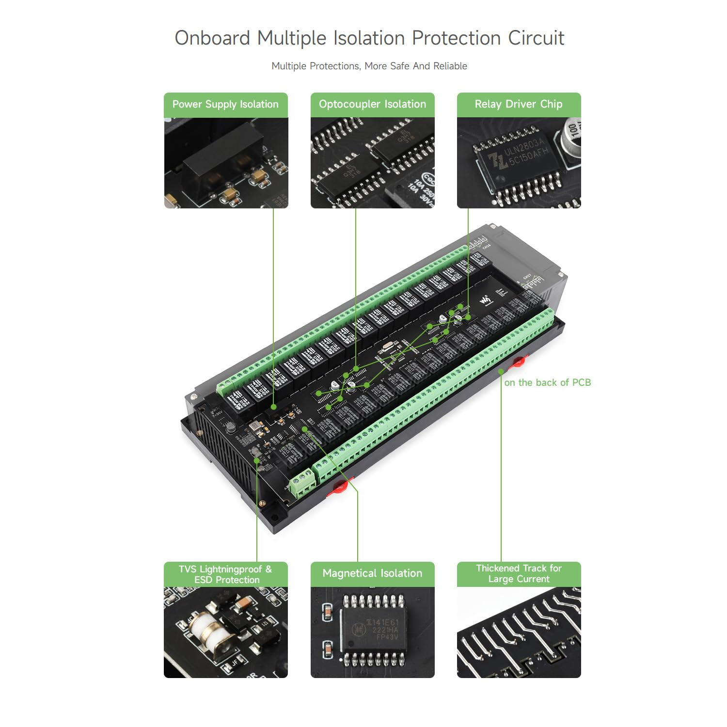 Modbus RTU 32-Ch Relay Module, RS485 Interface, with Multiple Isolation ...