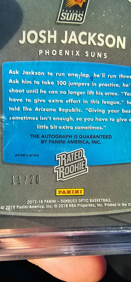 2017 OPTIC JOSH JACKSON AUTOGRAPH PINK 14/20 BGS 9.5 / 10 AUTOGRAPH | eBay