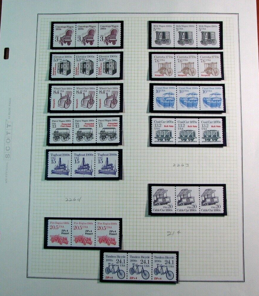 US Stamp PNC Album Page Scott# 1897 & etc. Transportation Issue 1981-88 ...