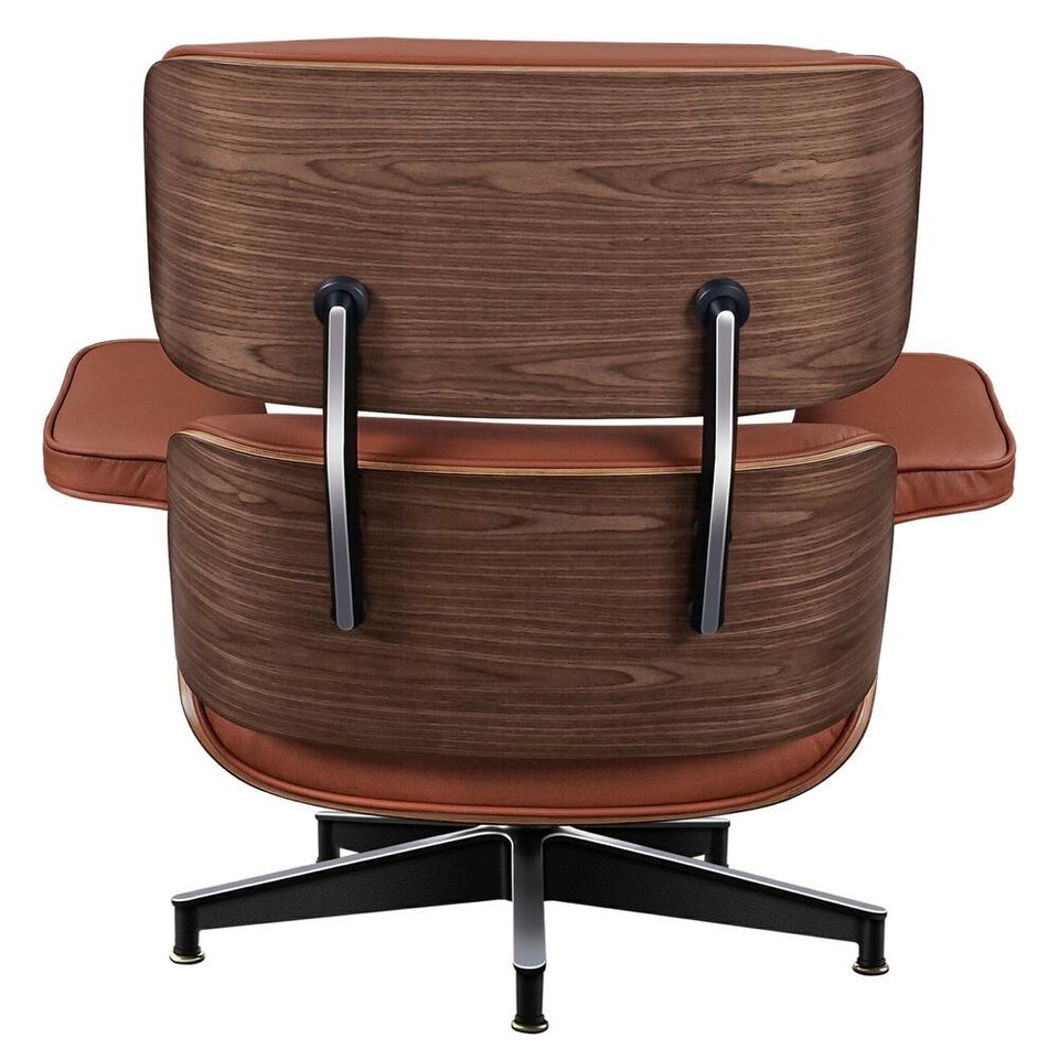 Mid Century Eams Lounge Chair and Ottoman Set Top Grain Leather ...
