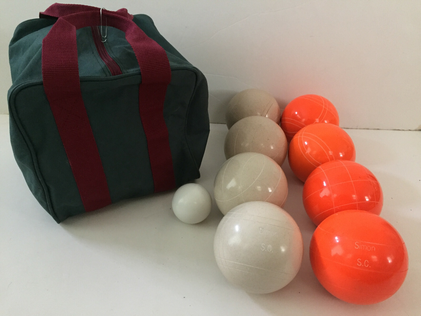 Premium Quality Engraved Bocce set -110mm White and Orange Balls with ...