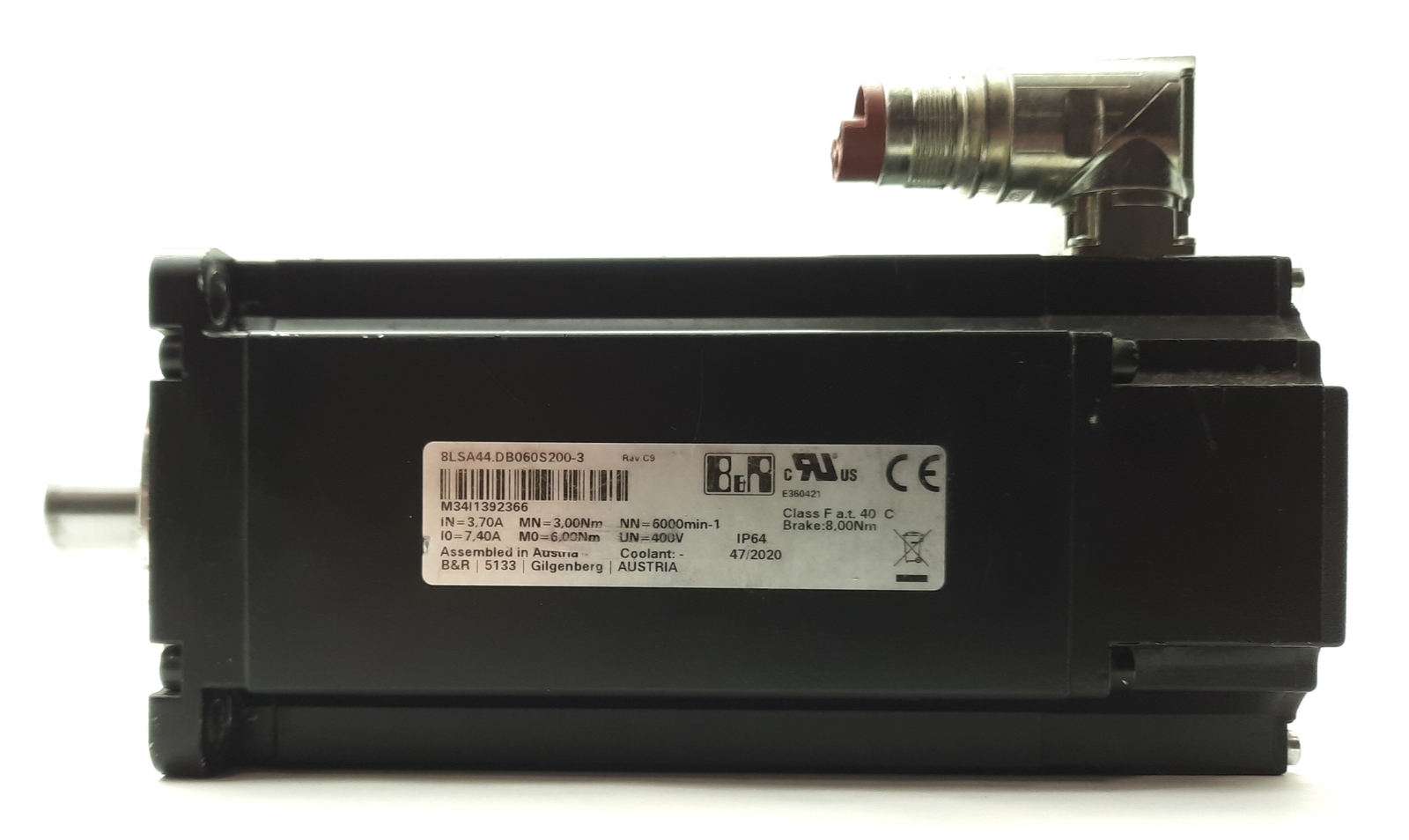 B&R 8LSA44.DB060S200-3 Servo Motor, 1.8kW, 6,000RPM, 3Nm, 3PH 400V ...