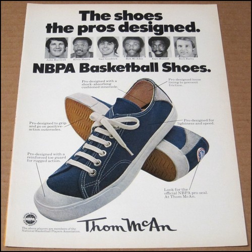 1975 Thom McAn Shoes Print Ad Advertisement John Havlicek Rick Barry ...