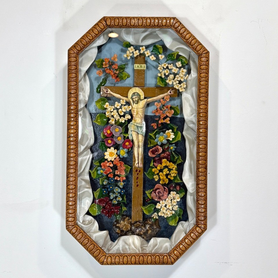 Antique 1900’s GREEK ORTHODOX SHADOW BOX Crucifix Jesus Christian ...