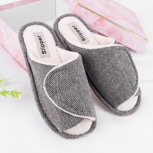 Plush House Slippers Adjustable Open Toe Slippers for Indoor Outdoor ...