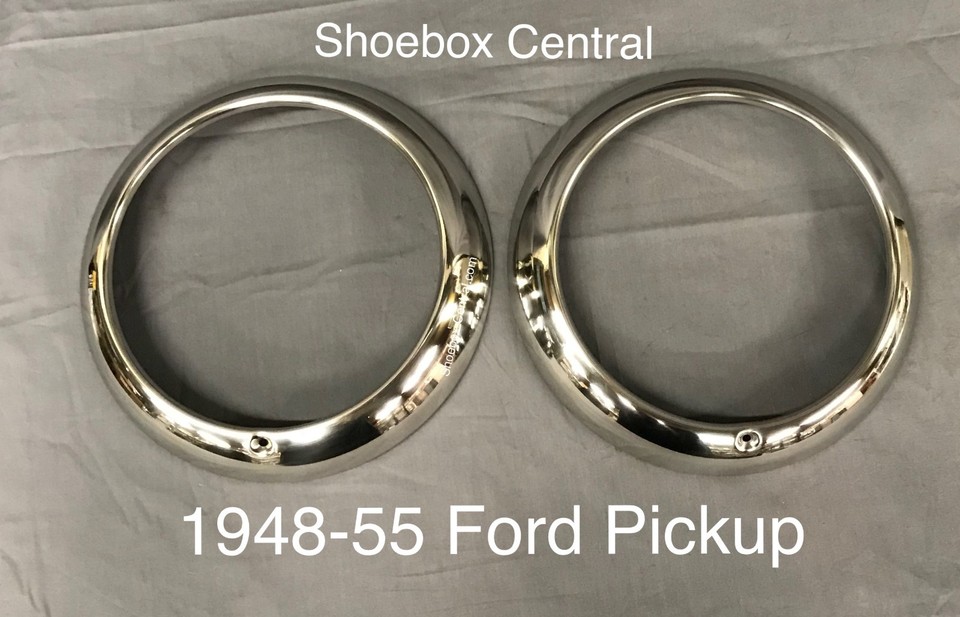New 1948-55 Ford Pickup Headlight Trim Ring Bezels | eBay