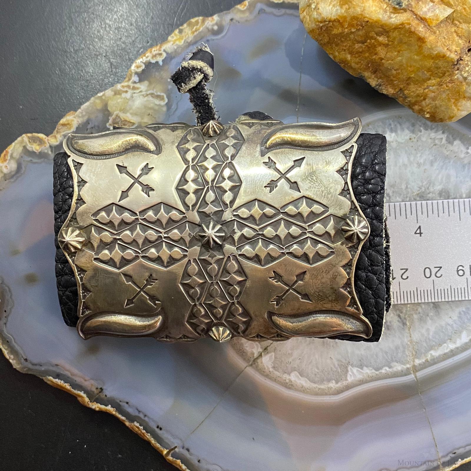 Vintage Native American Silver Stamped Ketoh Bow Guard Bracelet For Men ...