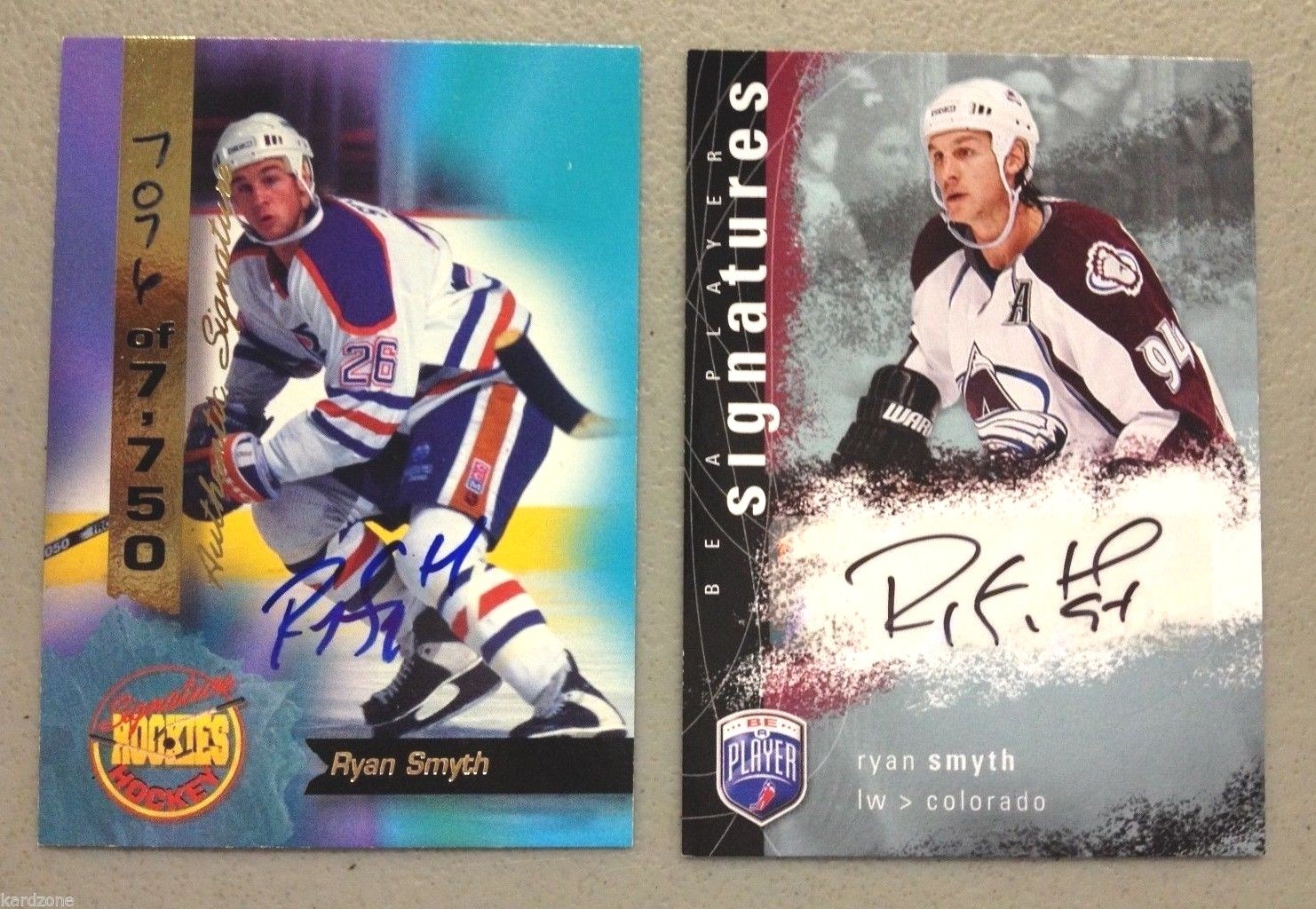 LOT OF 2 RYAN SMYTH CERTIFIED AUTHENTIC AUTOGRAPHED HOCKEY INSERT CARDS ...