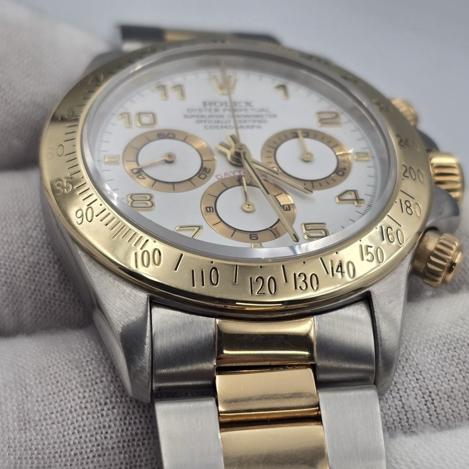 Rolex Daytona 16523 Zenith White Dial Yellow Gold Two Tone 40mm Watch ...
