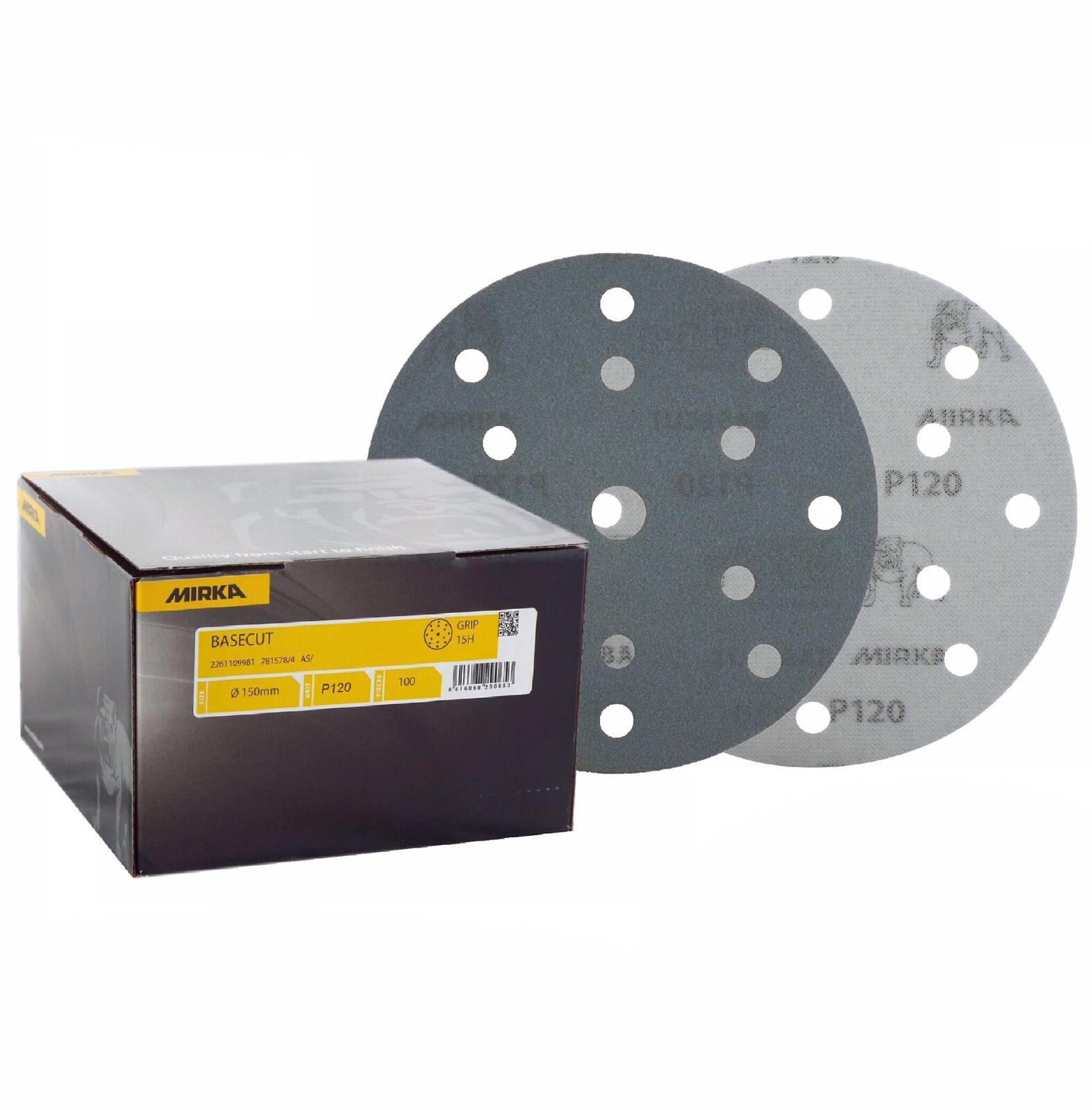 Mirka Basecut P120 Grit 150mm DA H&L Sanding Discs 10pk 6" Paper ...