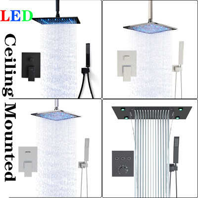Ceiling Mounted Shower Faucet Set Rain Shower Head Combo Kit With ...
