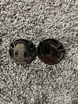 2X Pokemon TCG - Eevee JUMBO Coin - Authentic - Silver With Free ...