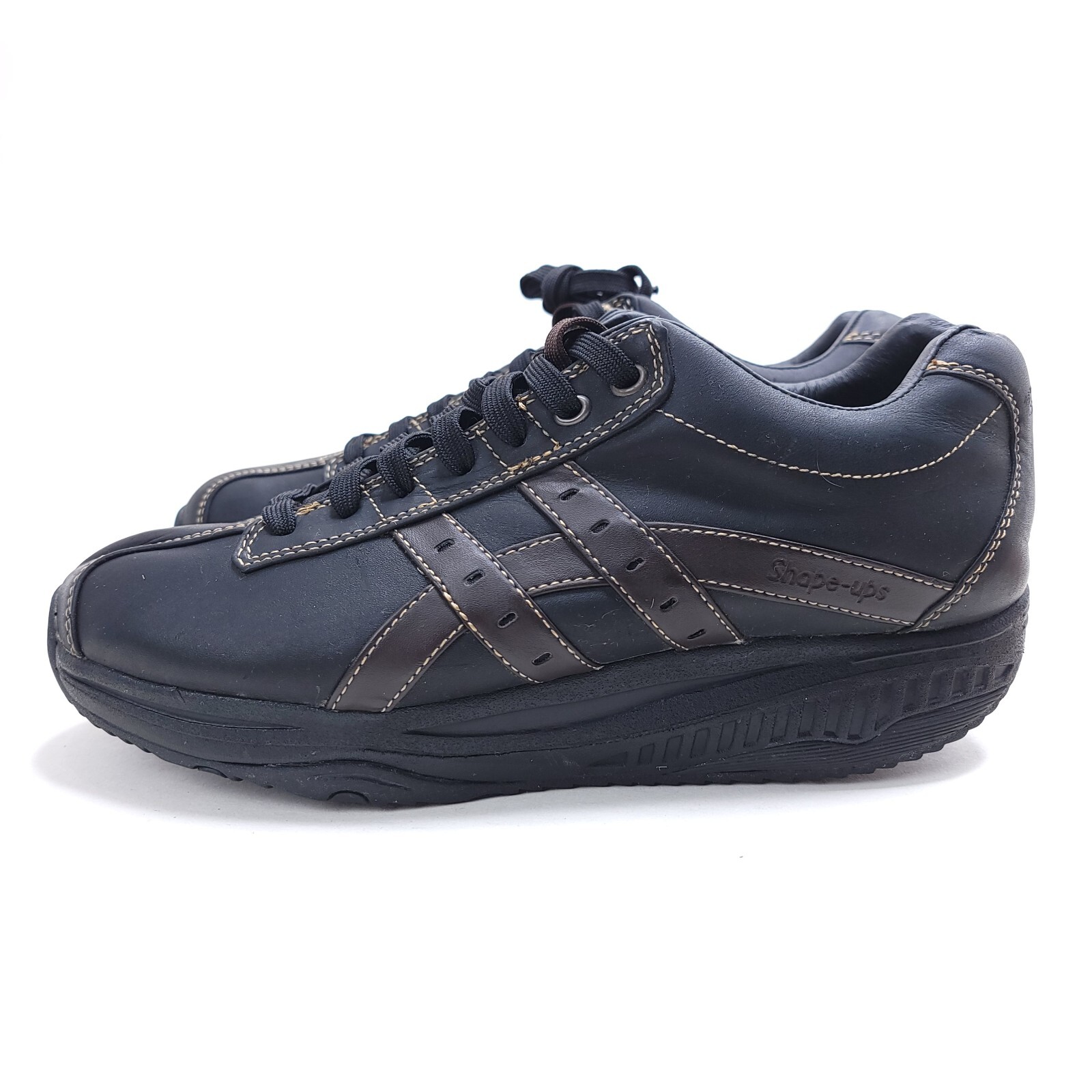 Skechers Mens Shape-Ups ROCKER Black Leather Overhaul… - Gem