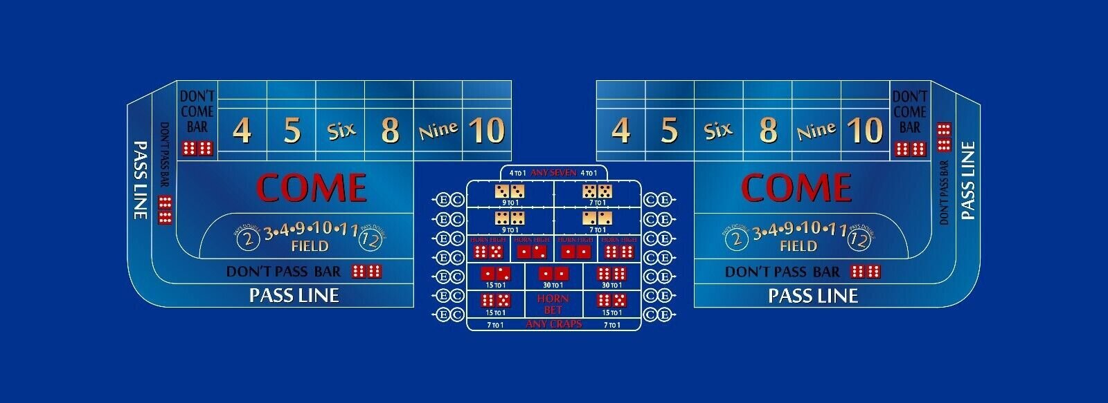 Craps table layout 12 foot blue | eBay