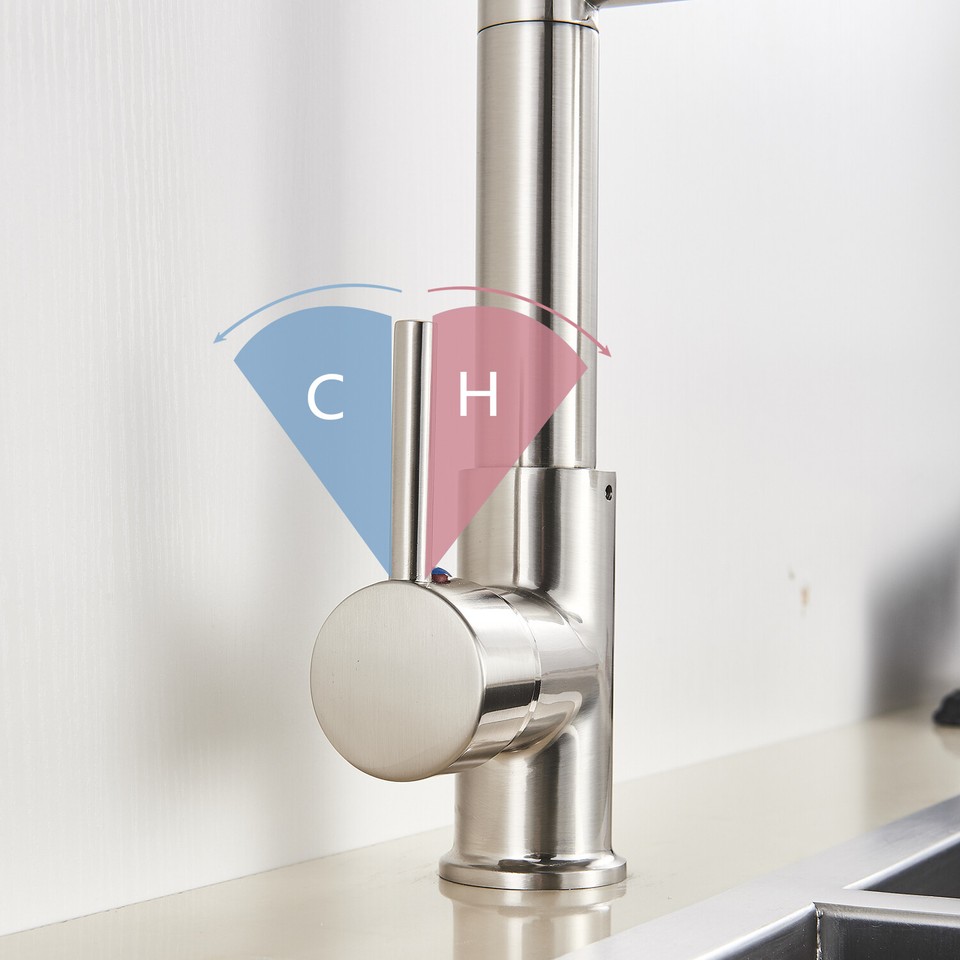 Spring Kitchen Sink Faucet Pull Down Sprayer Swivel Single Handle Mixer ...