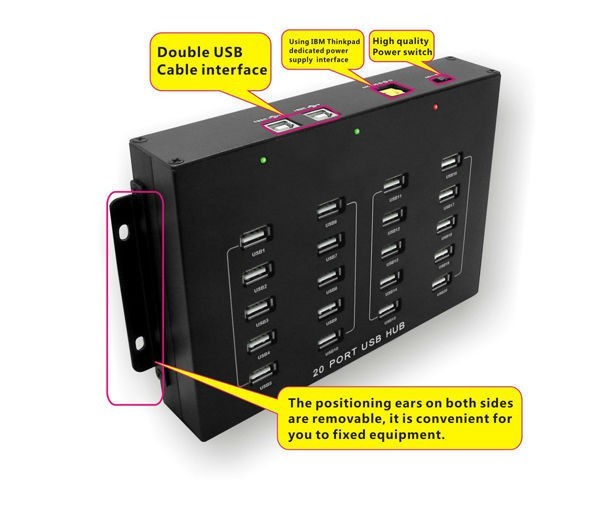 20 Port USB AC Phone Charging Station / charger / 90W 16A Industrial ...