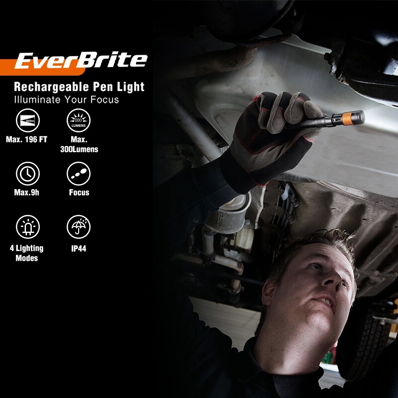 EverBrite Rechargeable Pen Light Flashlight 4 Mode Light Zoomable Handheld Light | eBay