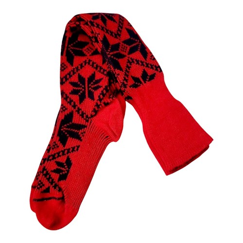 Vintage 80's Deadstock Wool Red & Navy Snowflake Ski Knicker Knee Socks ...
