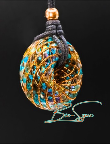 Golden Ratio Torus Vortex Energy Pendant, Paua Abalone•Amber•Peruvian ...