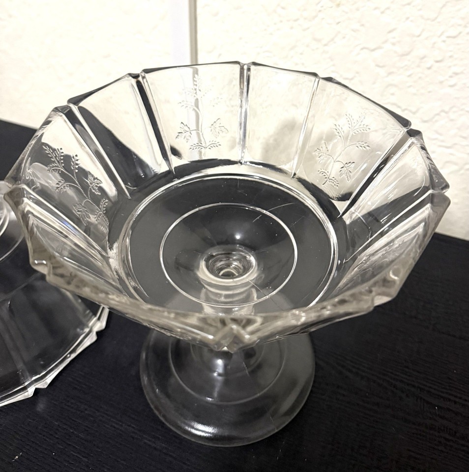 Antique EAPG Bryce Higbee Glass Sprig / Indian Tree Covered Compote ...