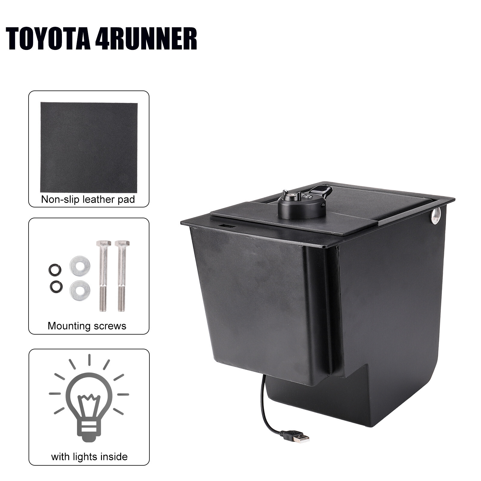 Center Console Safe Lock Vault GUN Storage w/ LED For 2014-2021 TOYOTA ...