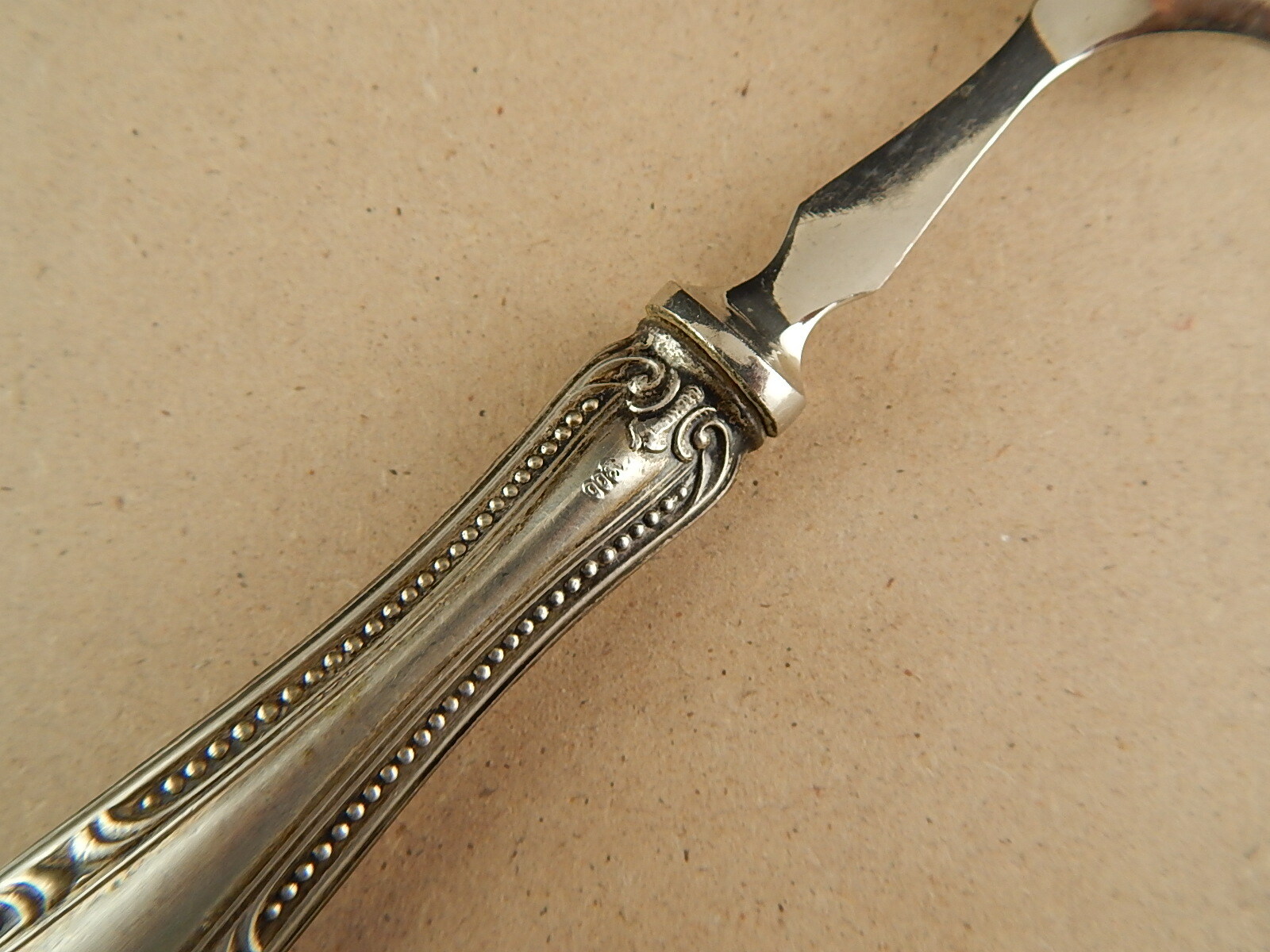 ANTICA LIBERTY FORCHETTA DA SERVIZIO MANICO IN LAMINA ARGENTO PUNZONE ...