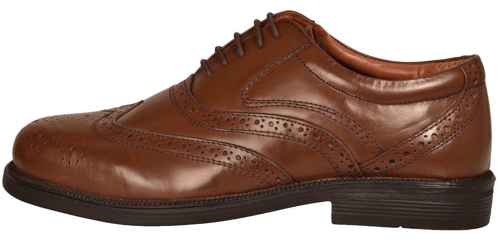 Mens Brogues Shoes Leather Padded Formal Lace up Oxford Smart Office ...