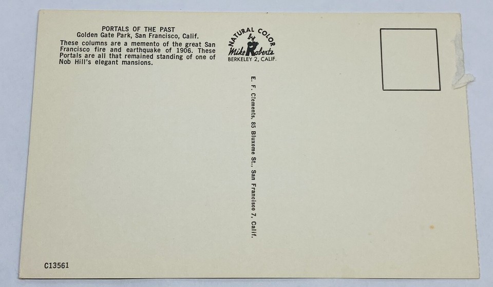 Vtg Postcard Portals Of The Past Golden Gate Park San Francisco ...