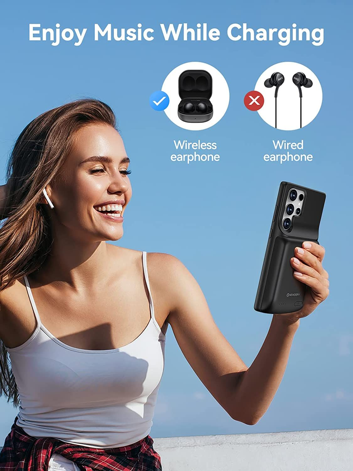 NEWDERY Galaxy S23 Ultra Battery Case 10000mAh, Qi Wireless Charging ...