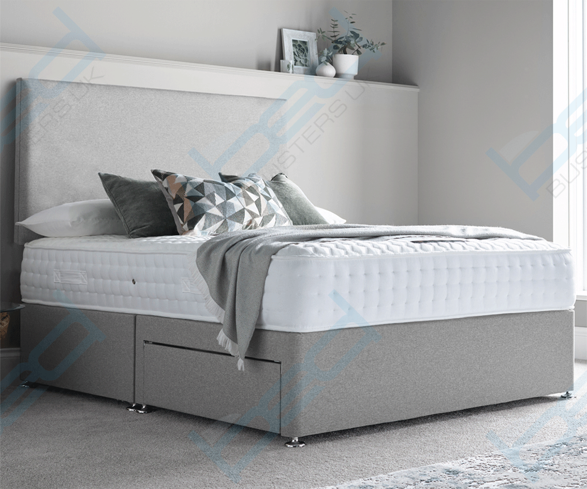 Divan Bed with Memory Foam Mattress & Headboard 3FT Single 4FT6 Double ...