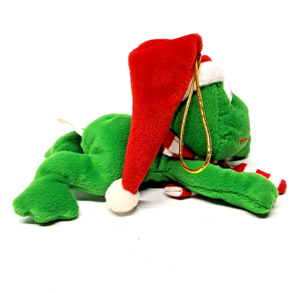 Christmas Plush Frog In Santa Hat & Scarf 7" Ornament Cheeks Stuffed ...