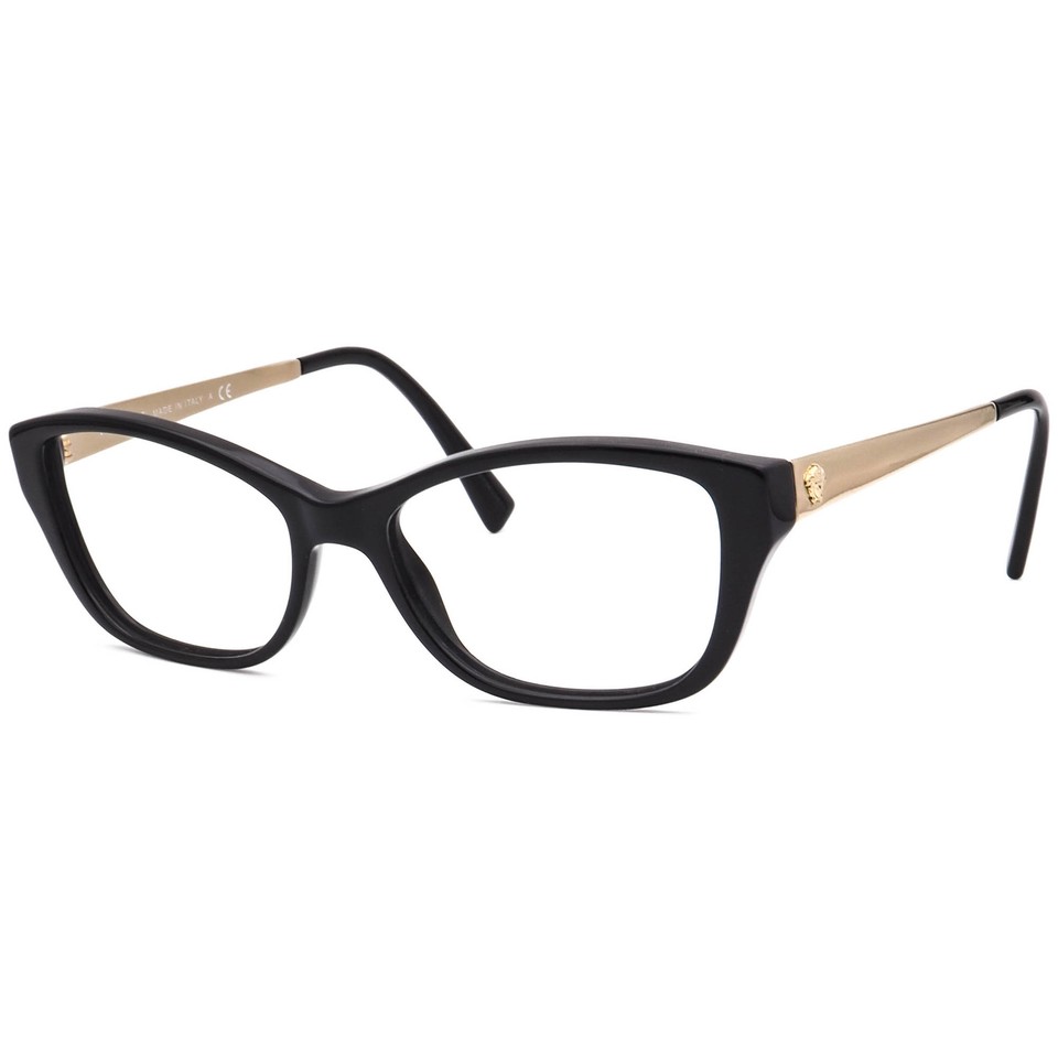 Versace Eyeglasses MOD. 3236 GB1 Black/Gold Cat Eye Frame Italy 52[]16 ...