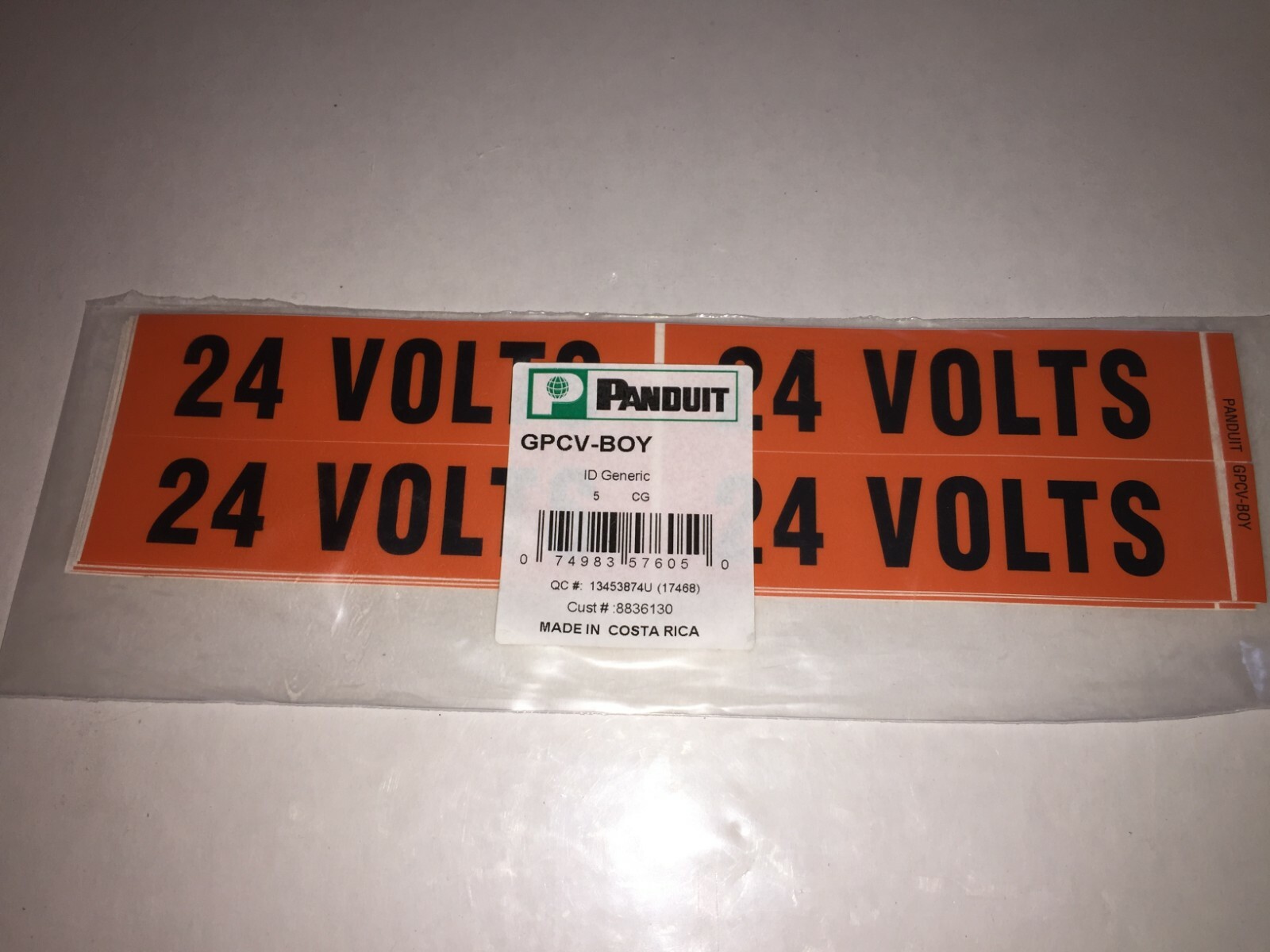 Panduit GPCV-BOY 24V Generic Voltage Marker Black on Orange PKG of 5 | eBay