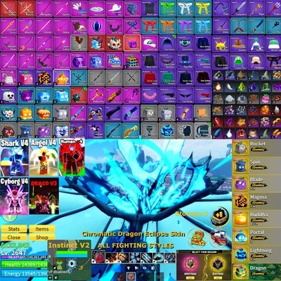 Blox Fruit Chhromatic Eclipse Dragon Skin 9 Perm Dragon W+E V4 2 GP CDK ...