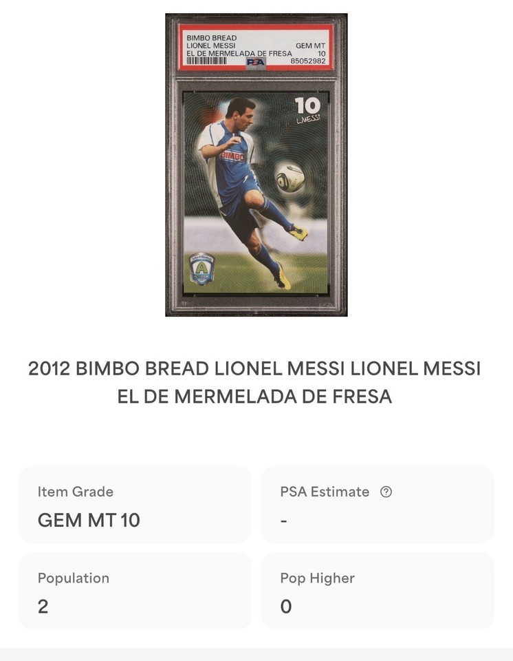 2012 Bimbo Bread Lionel Messi Marmalade De Fresa PSA 10 Pop 2 | eBay