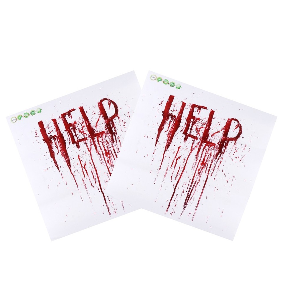 2 Pcs Wall Decals Halloween Decorations Indoor Scary SOS Sticker | eBay