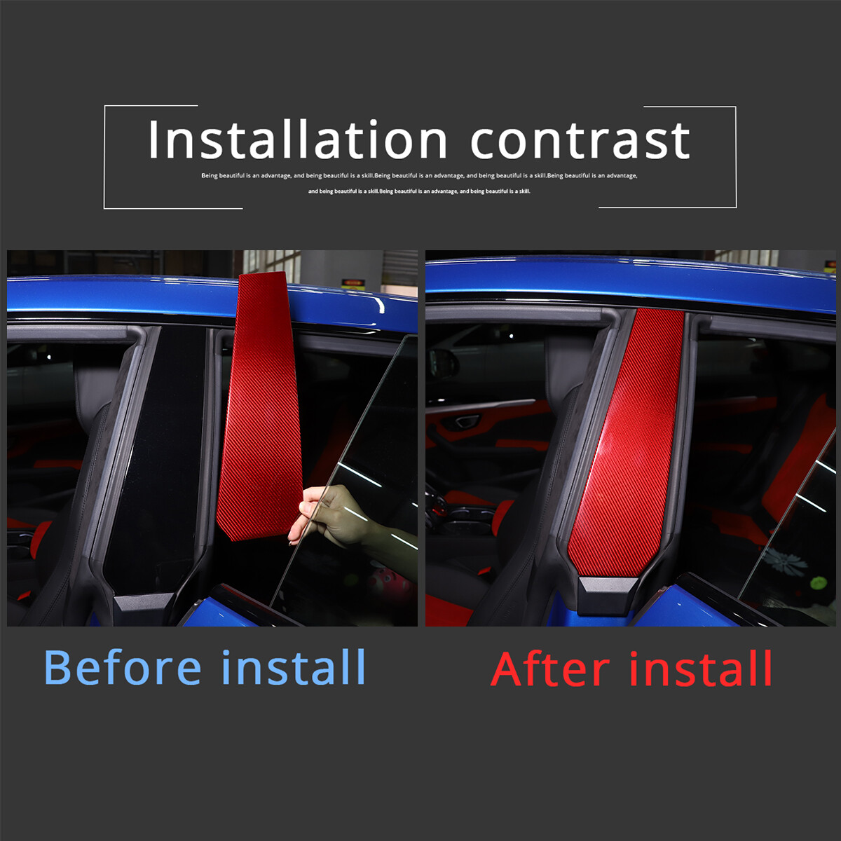 Window Center Pillar Panel Trim Sticker Carbon Fiber For 18-21 Lambor ...