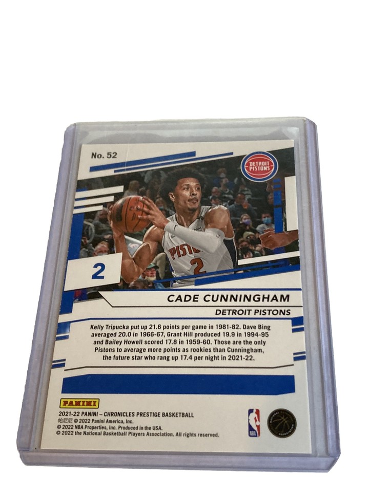 CADE CUNNINGHAM 2021-22 PANINI CNRONICLES PRESTIGE ROOKIE CARD RC #52 ...