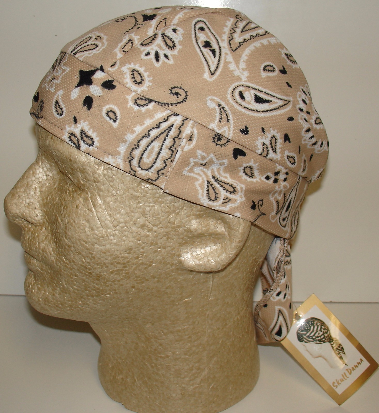 Spandex Cotton Poly Blend Beige Khaki Tan Paisley Doo Rag Sweatband ...