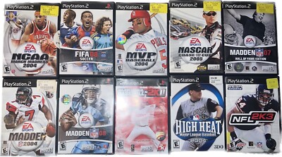 PS2 Sports BUNDLE LOT Of 10 MADDEN 07 Hall Edition FIFA 08, NASCAR, NFL ...