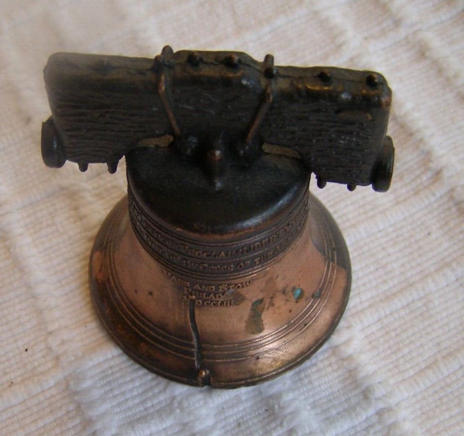 Miniature Metal Liberty Bell 2.5" Tall Replica Bronze Look Souvenir VTG ...