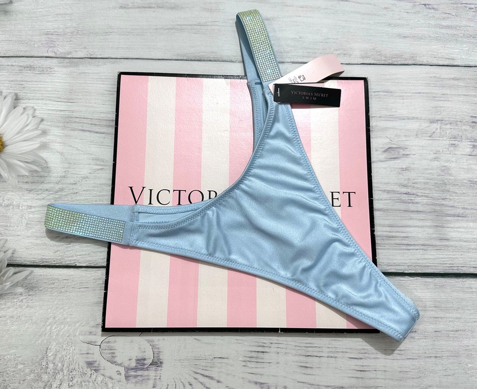 Victoria's Secret Shine Strap SWIM RHINESTONE THONG BIKINI BOTTOM | eBay