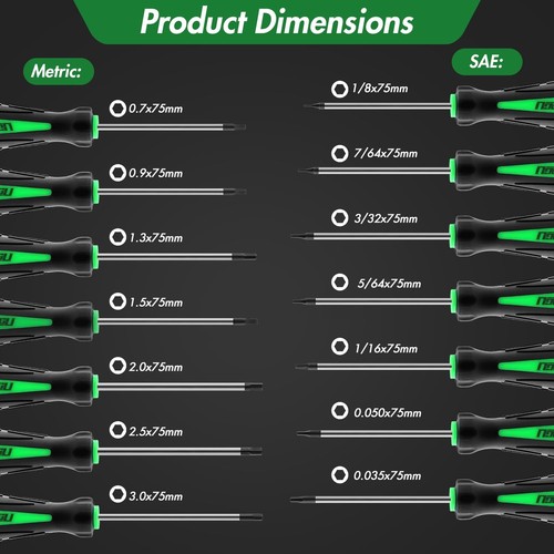 LOZAGU 14pcs Mini Hex Screwdriver Set, Metric(0.9mm-3mm) SAE(0.035"-1/8 ...