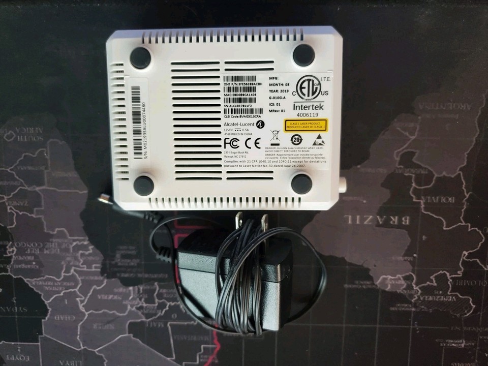 FIBER OPTIC NETWORK TERMINAL ONT AT&T Internet, P/N 3FE56389ACBH, W ...