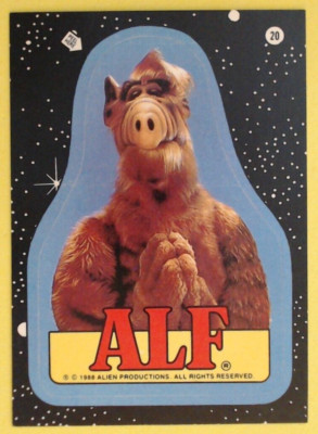1988 Topps Alf Sticker Card Black Stars Background #20 Alf Praying ...