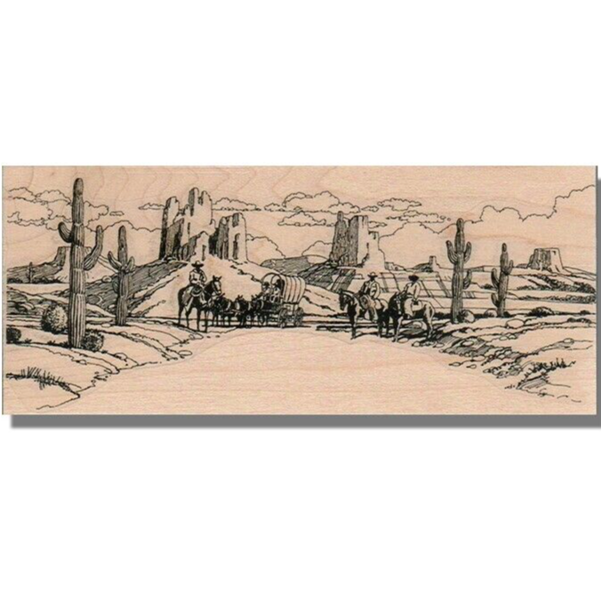 WESTERN COWBOY SCENE Rubber Stamp, West,Southwest,Landscape,Horse ...